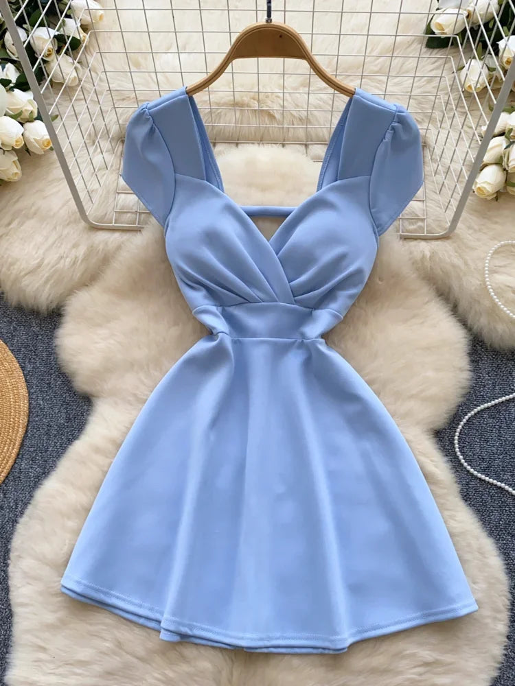 azure blue dress mini