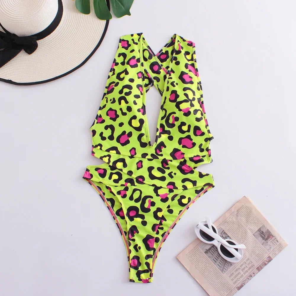 neon pattern swimsuit
